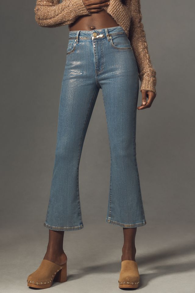 FRAME Le Crop High-Rise Mini Boot Chrome Coated Jeans | Anthropologie