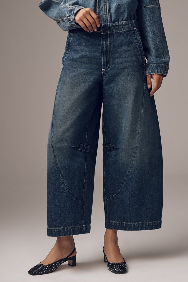 Pilcro Curve High-Rise Tapered Barrel Jeans | Anthropologie UK