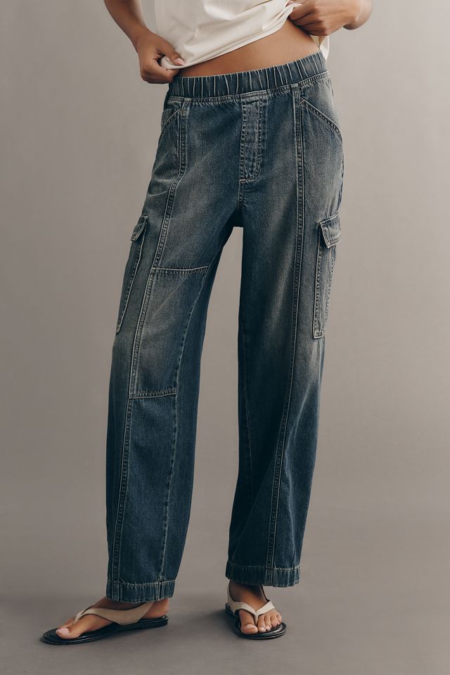 Pilcro Standard Issue High-Rise Pull-On Tapered Cargo Jeans | Anthropologie