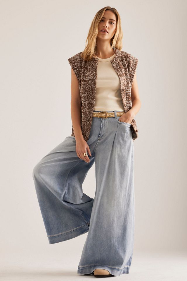 Pilcro Pleated Palazzo High-Rise Wide-Leg Jeans | Anthropologie UK