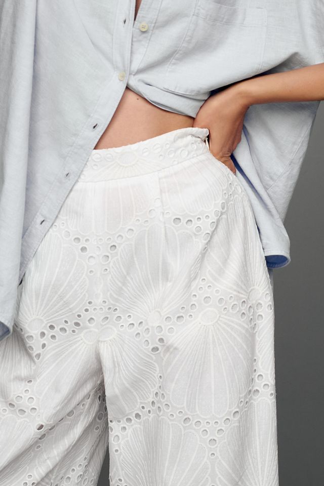 Corey Lynn Calter Eyelet Trouser Pants | Anthropologie