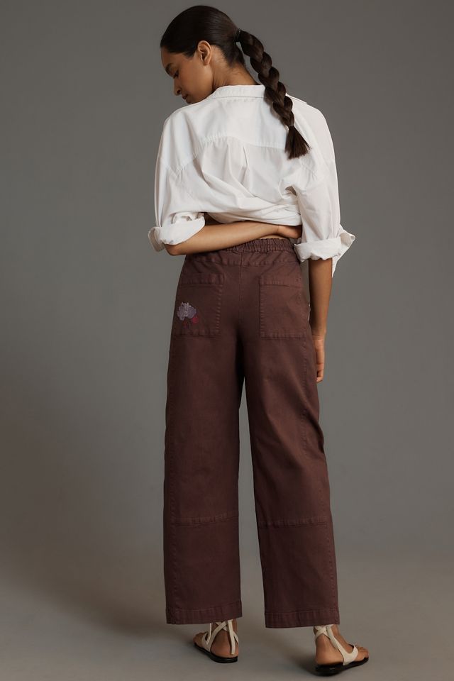 The Izzie Relaxed Pull-On Barrel Pants by Pilcro: Embroidered Edition | Anthropologie