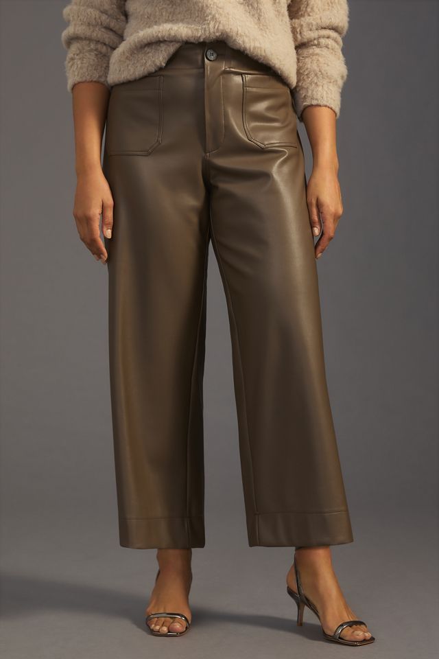 The Colette Cropped Wide-Leg Pants by Maeve: Faux Leather Edition ...