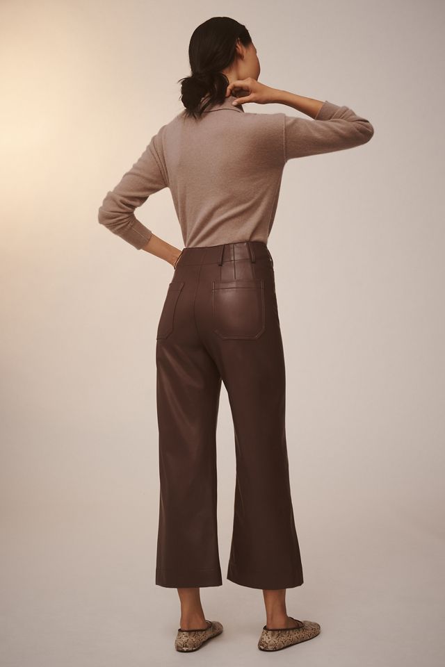 The Colette Cropped Wide-Leg Pants by Maeve: Faux Leather Edition ...