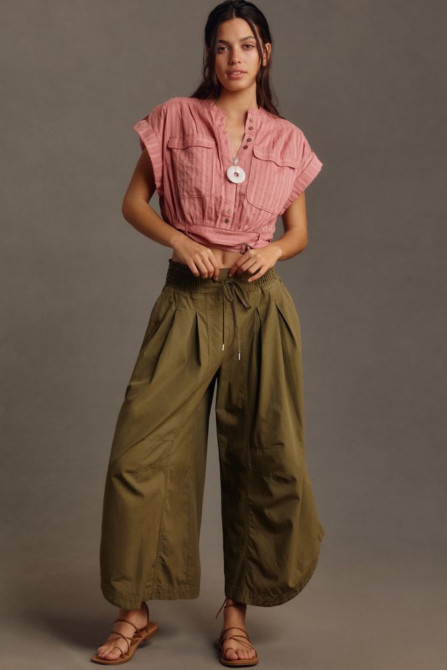 By Anthropologie Ruched Poplin Parachute Pants | Anthropologie