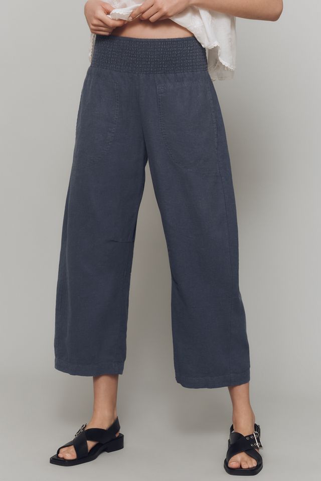 The Reese Linen Blend Pull-On Barrel Pants by Pilcro | Anthropologie