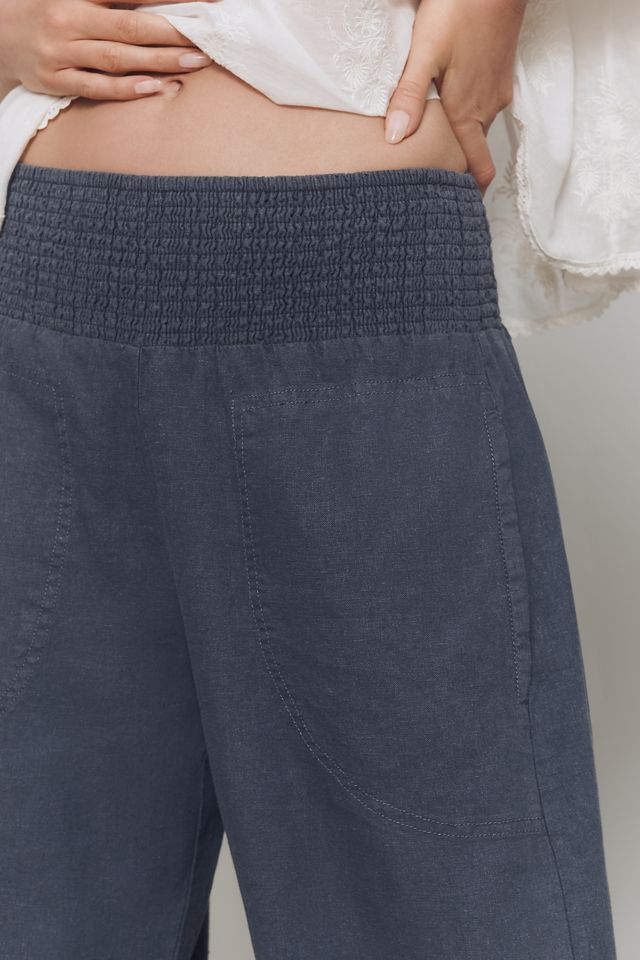The Reese Smocked Pull-On Barrel Pants by Pilcro: Linen Blend Edition ...