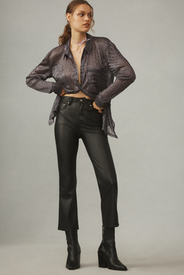 Daze Denim Shy Girl High-Rise Faux Leather Cropped Pants | Anthropologie