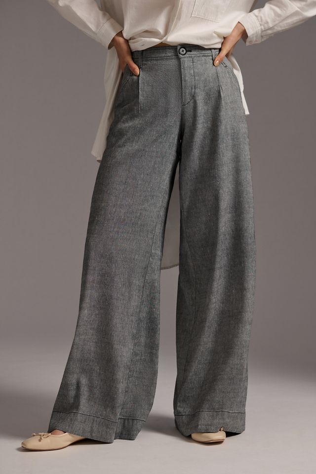 Linen Low-Rise Wide Leg Pants | Anthropologie