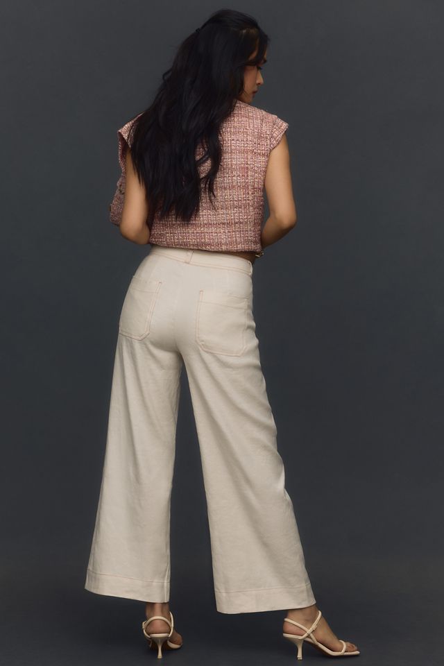 The Ettie High-Rise Crop Wide-Leg Pants by Maeve: Linen Edition ...