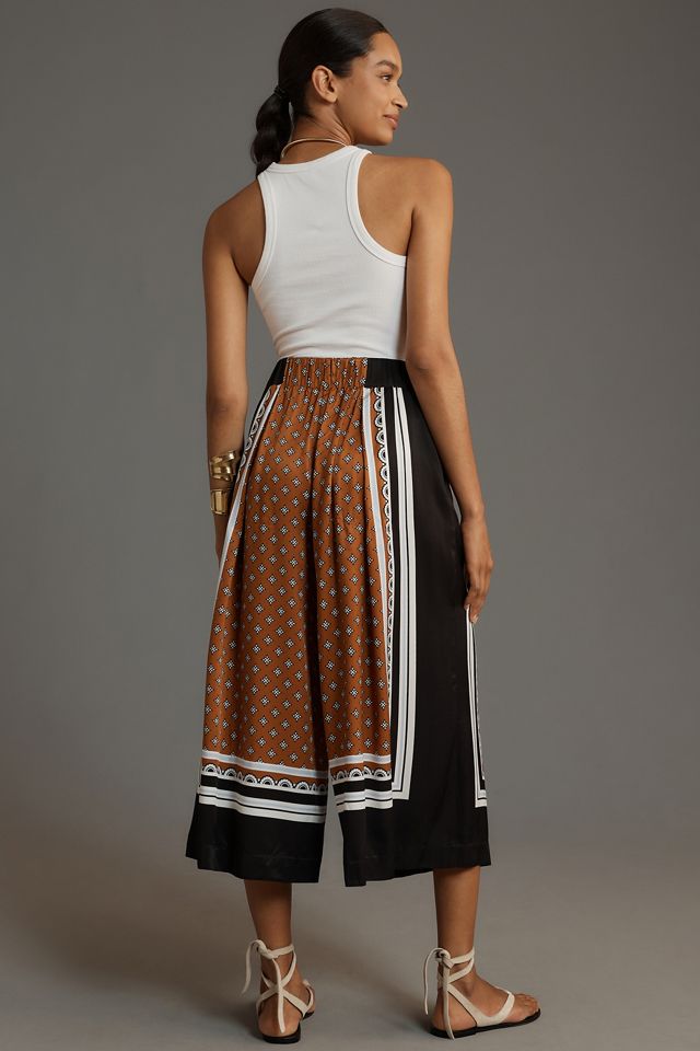 Maeve Printed Pleated A-Line Culottes | Anthropologie