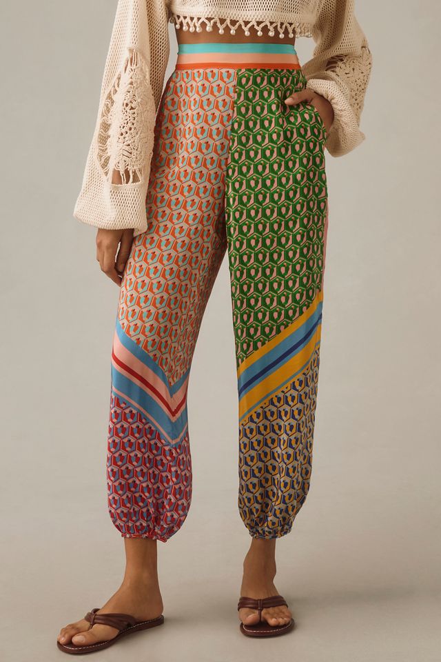 Farm Rio Cashew Mixed Scarf Print Joggers | Anthropologie