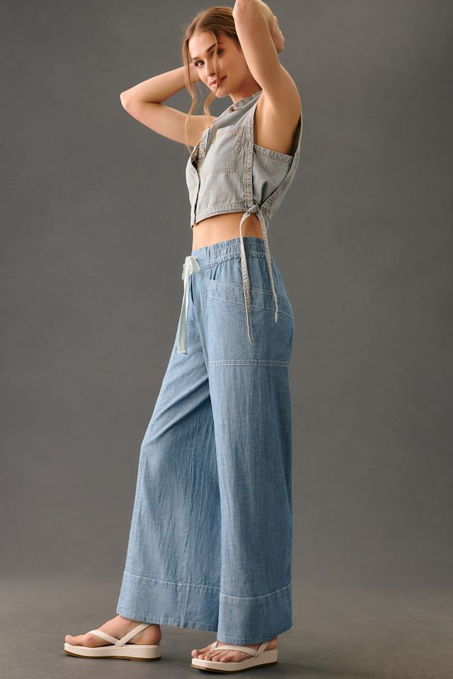 Maeve Wide-Leg Denim Pants | Anthropologie
