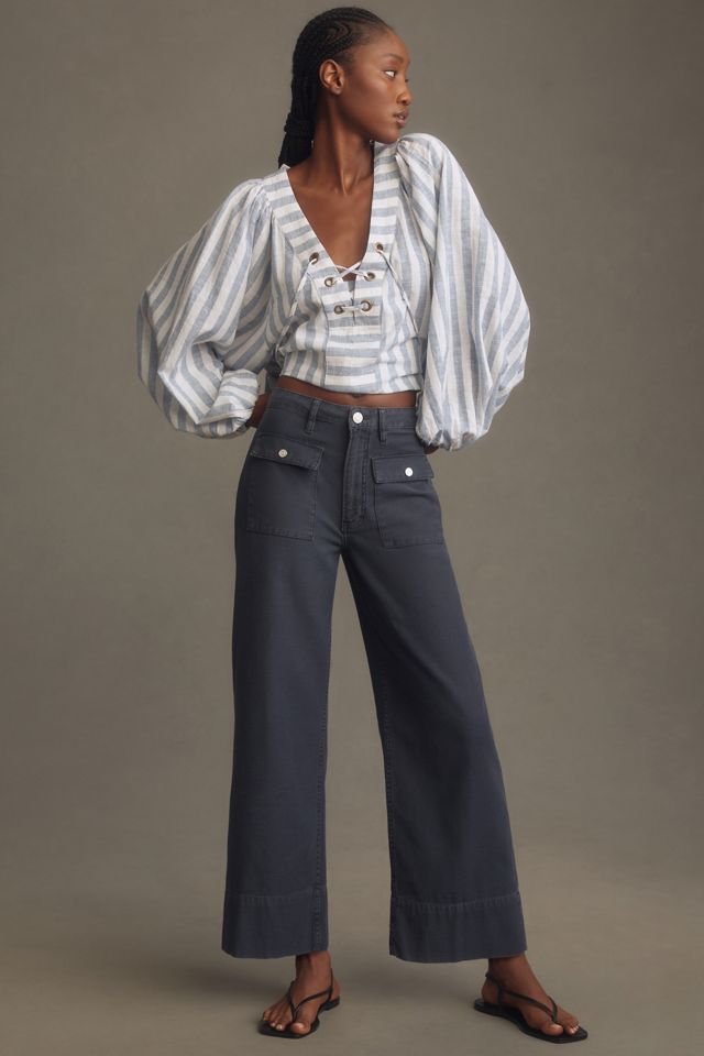 FRAME The 70s Patch Pocket Crop Straight-Leg Jeans | Anthropologie