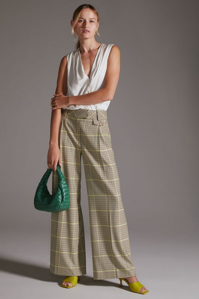 Exquise Plaid Wide-Leg Trousers | Anthropologie