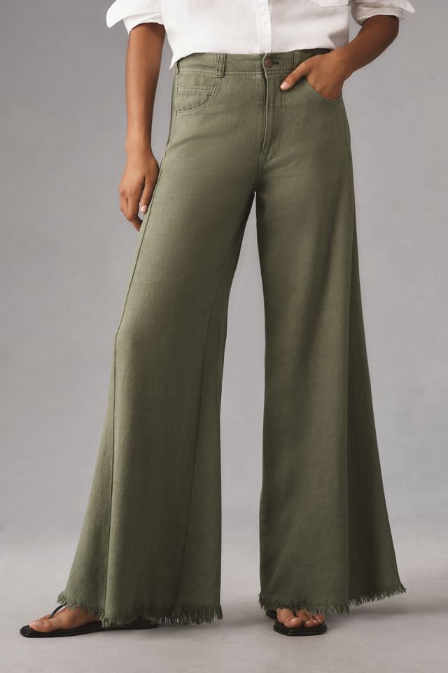 The Adi Mid-Rise Frayed Relaxed Flare Pants by Pilcro: Linen Edition ...