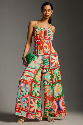 Farm Rio Cutout Halter Jumpsuit In Assorted | ModeSens