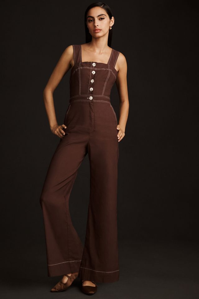 The Portside Button-Front Jumpsuit by Maeve | Anthropologie