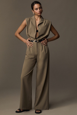 English Factory Sleeveless Pleated Jumpsuit | Anthropologie