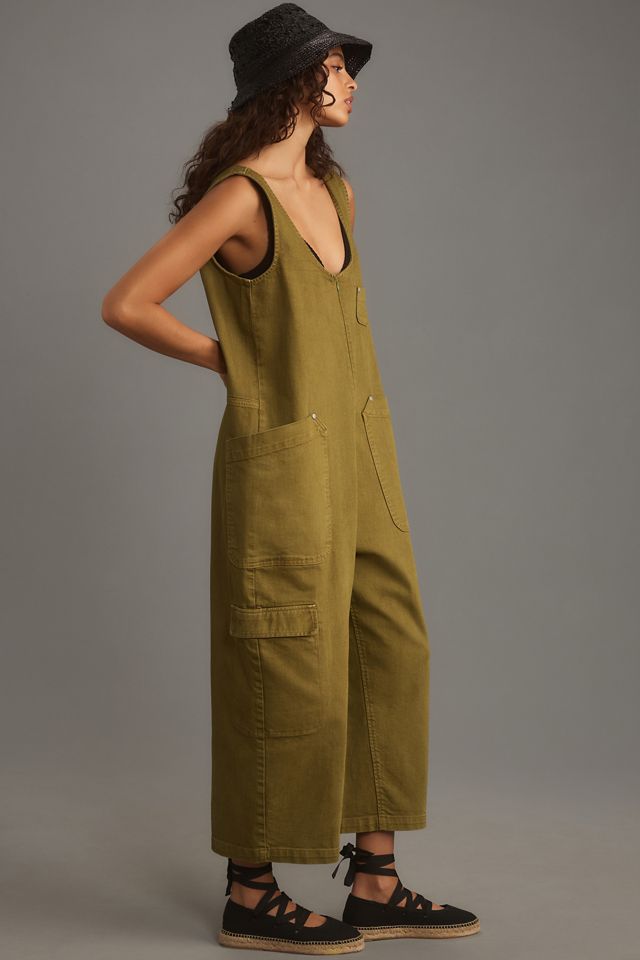 Pilcro Zip-Front Wide-Leg Overalls | Anthropologie