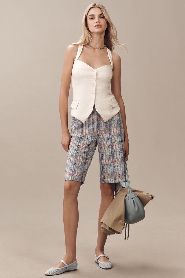 Anna Sui Pastel Tweed Bermuda Shorts | Anthropologie
