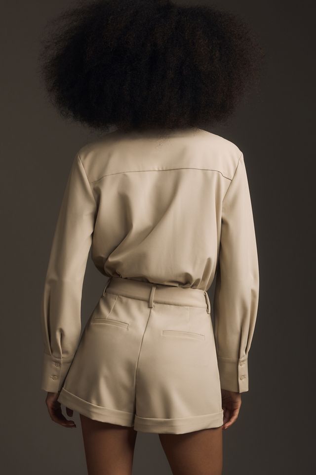 English Factory Long-Sleeve Collared Romper | Anthropologie