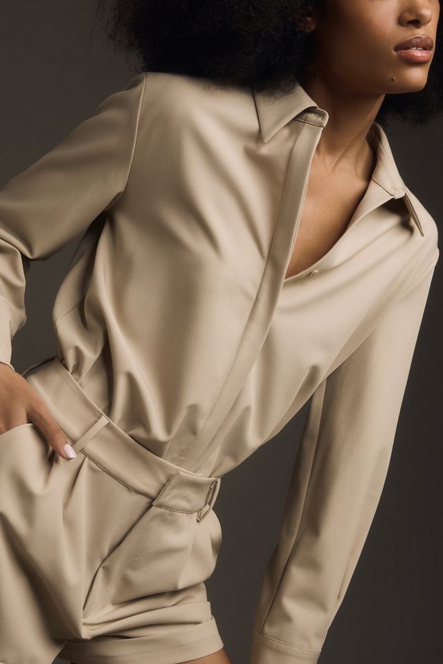 English Factory Long-Sleeve Collared Romper | Anthropologie