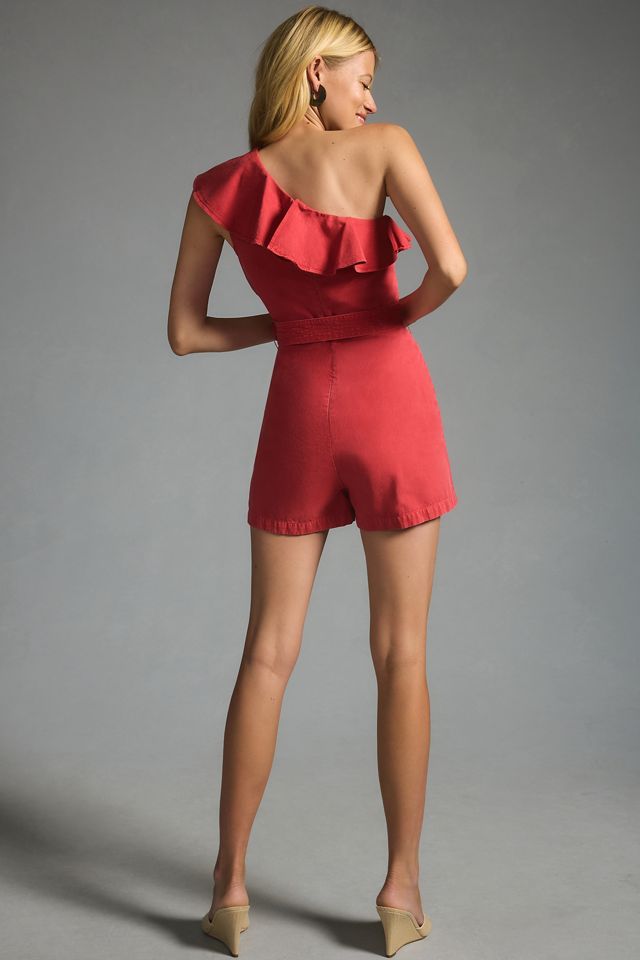 En Saison Tivoli Ruffled One-Shoulder Romper | Anthropologie
