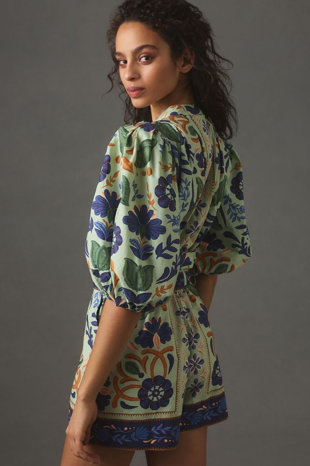 Farm Rio Ocean Tapestry Romper | Anthropologie