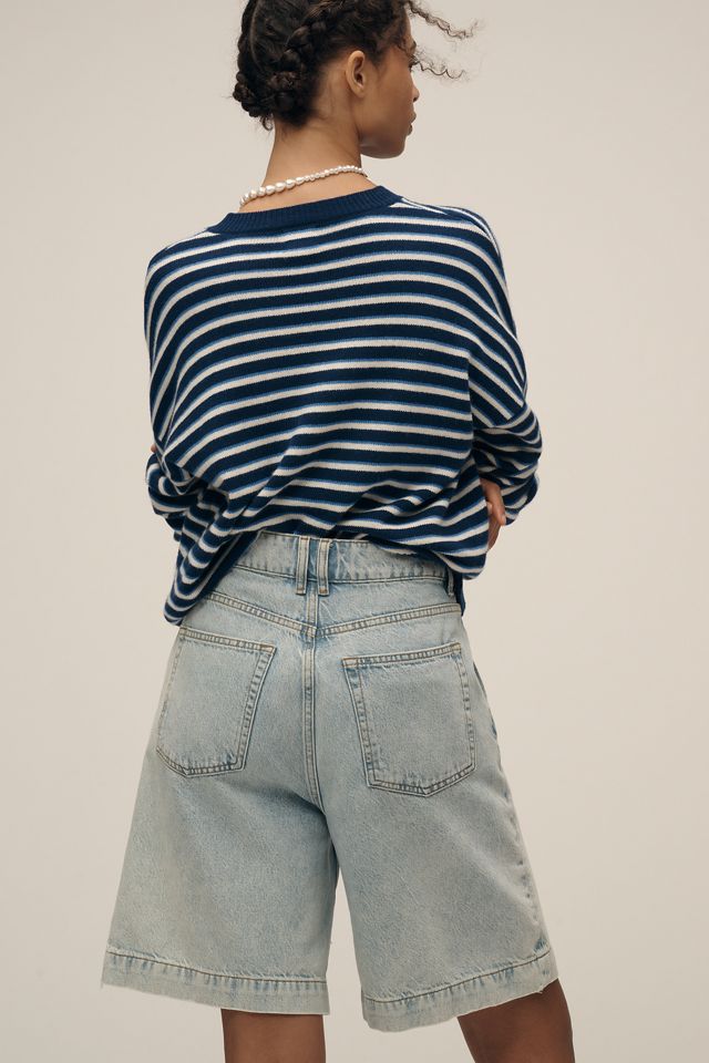FRAME The Trouser High-Rise Denim Bermuda Shorts | Anthropologie