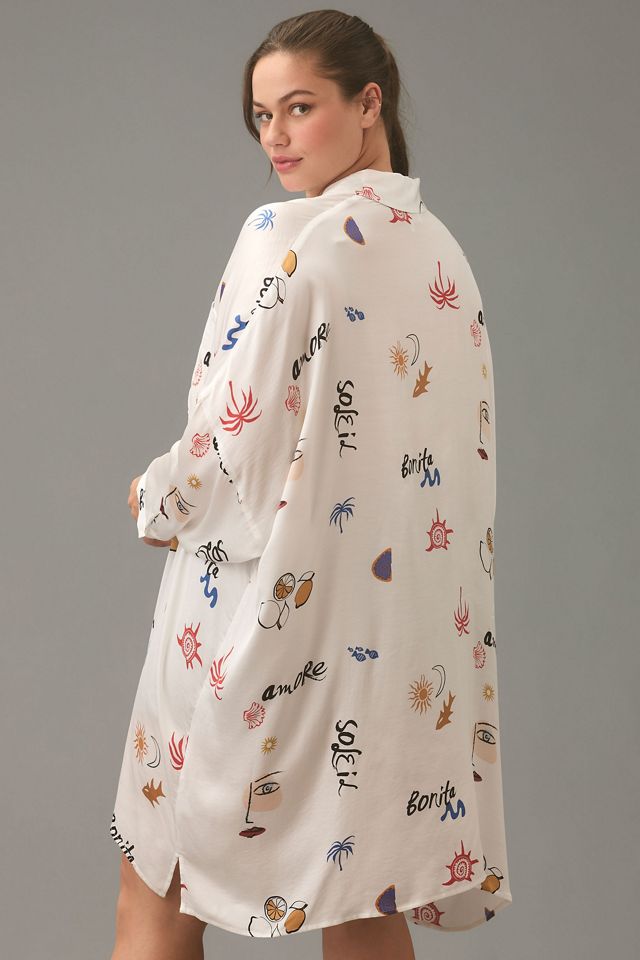 Corey Lynn Calter Long-Sleeve Printed Mini Shirt Dress | Anthropologie