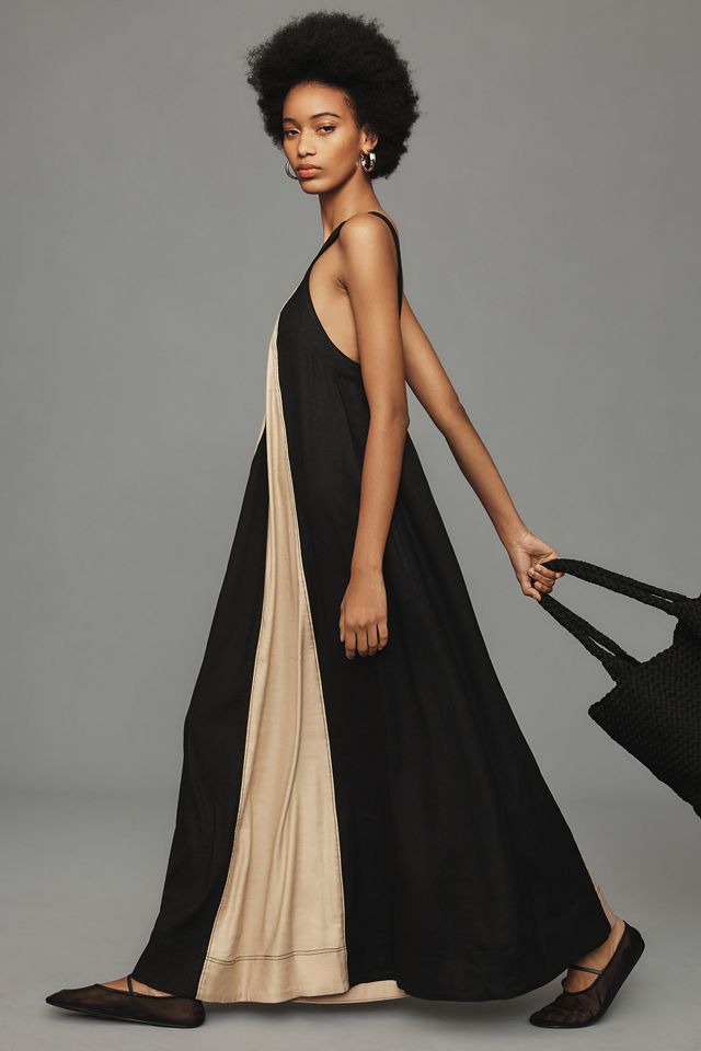 Maeve Linen Halter Swing Maxi Dress | Anthropologie