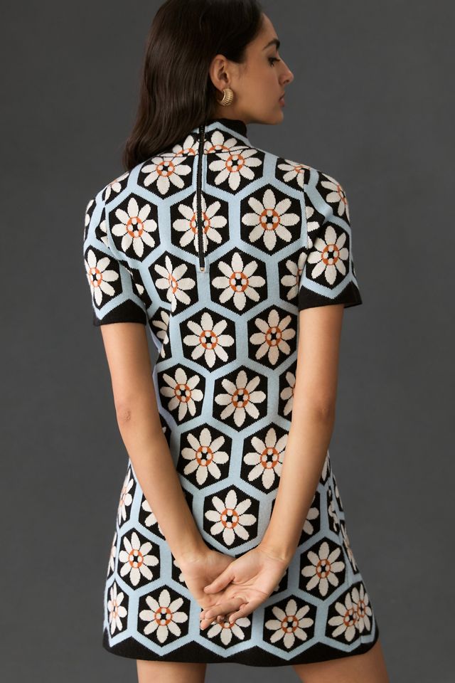 By Anthropologie Short Sleeve Mock Neck Mod Mini Dress Anthropologie