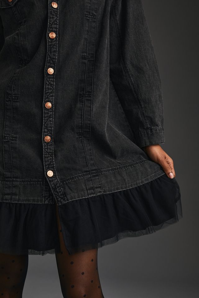 Pilcro Tulle & Denim Shirt Dress | Anthropologie