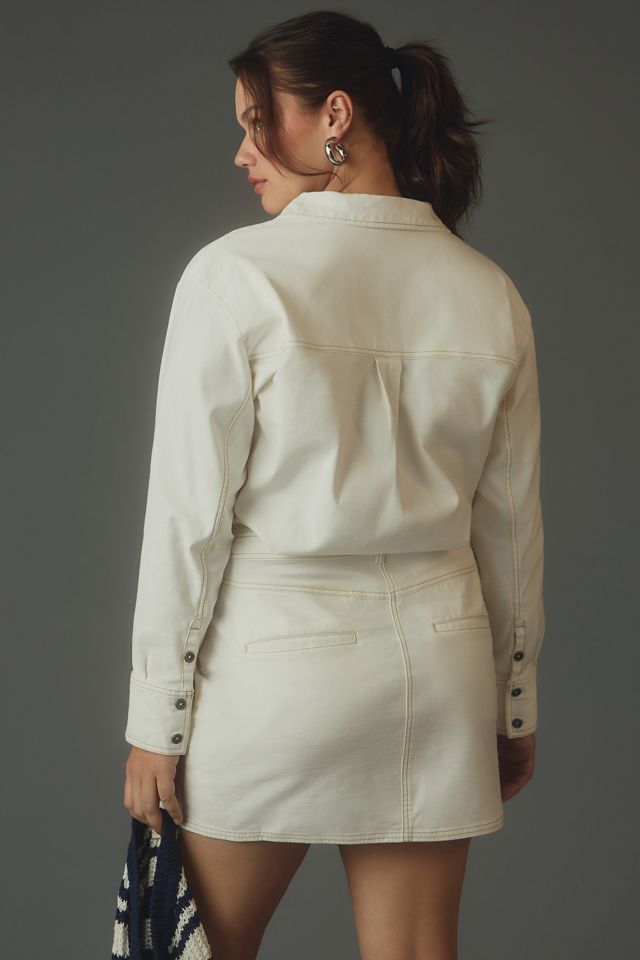Pilcro Long-Sleeve Denim Micro Mini Shirt Dress | Anthropologie