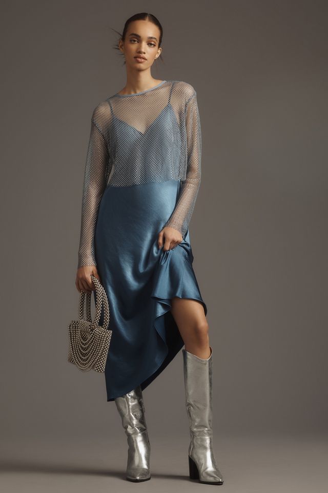 DOLAN Mesh Slip Twofer Midi Dress | Anthropologie