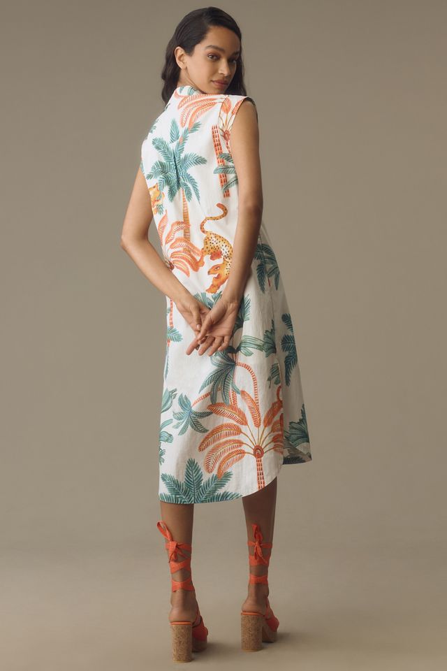 The Lillian Cap-Sleeve Button-Front Midi Dress by Maeve | Anthropologie
