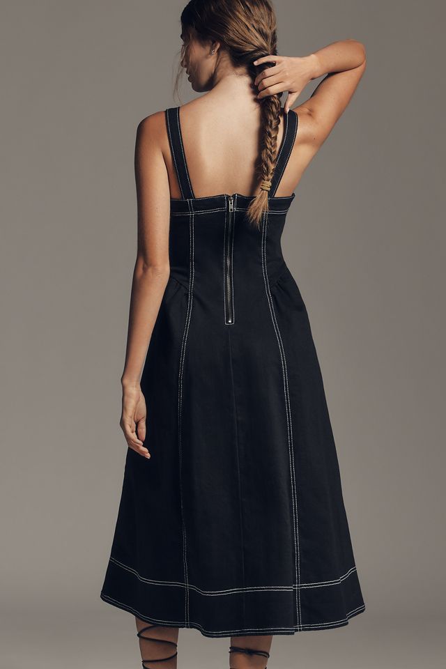 Pilcro Square-Neck Bustier Midi Dress | Anthropologie