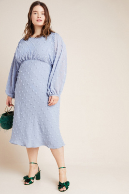 Eri + Ali Michaela Textured Midi Dress In Blue | ModeSens
