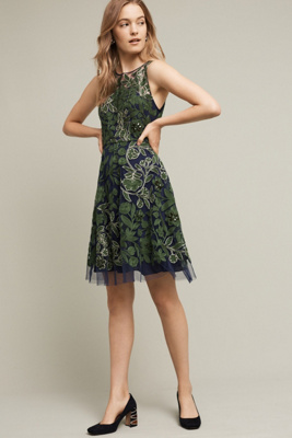 Embroidered Fern Dress | Anthropologie