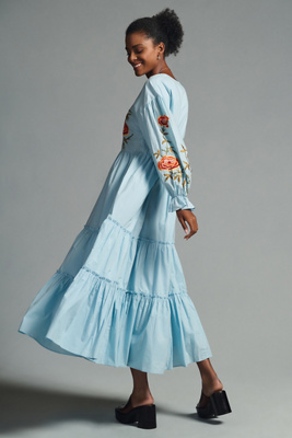 Samant Chauhan Tiered Embroidered Dress | Anthropologie