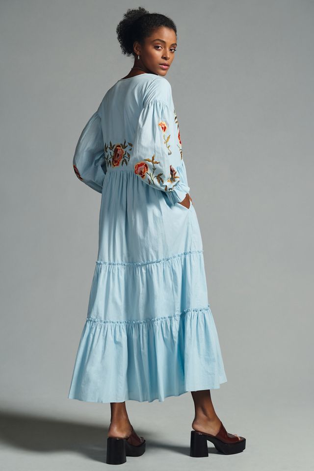 Samant Chauhan Tiered Embroidered Dress | Anthropologie