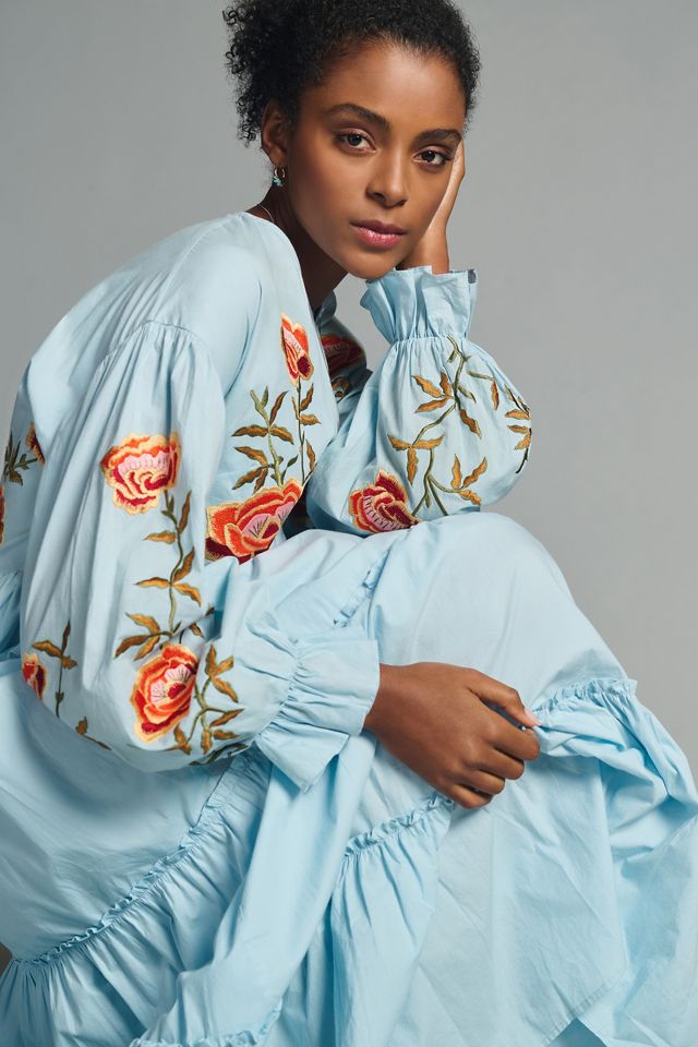 Samant Chauhan Tiered Embroidered Dress | Anthropologie