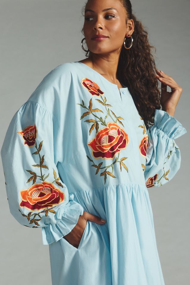 Samant Chauhan Tiered Embroidered Dress | Anthropologie