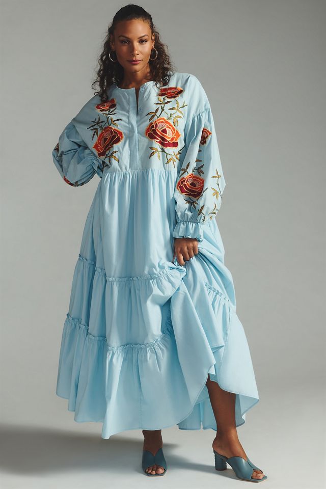 Samant Chauhan Tiered Embroidered Dress | Anthropologie