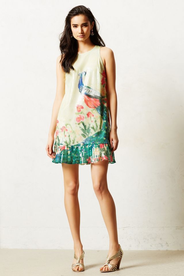 Shimmered Plume Dress | Anthropologie