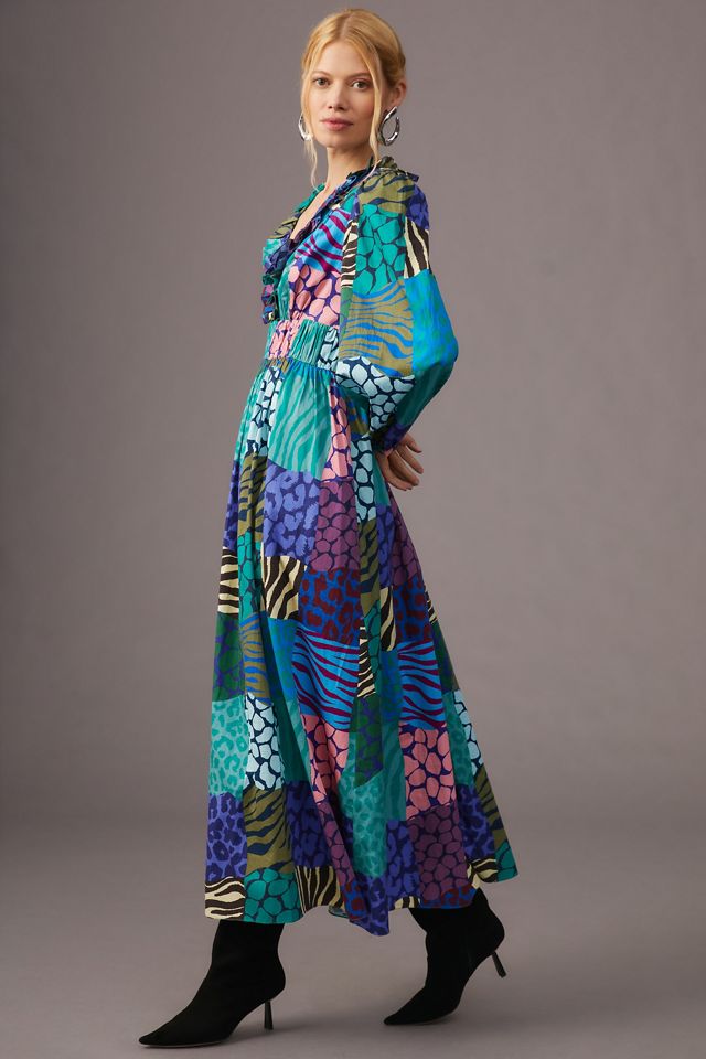 Geisha Designs Long-Sleeve Printed Maxi Dress | Anthropologie