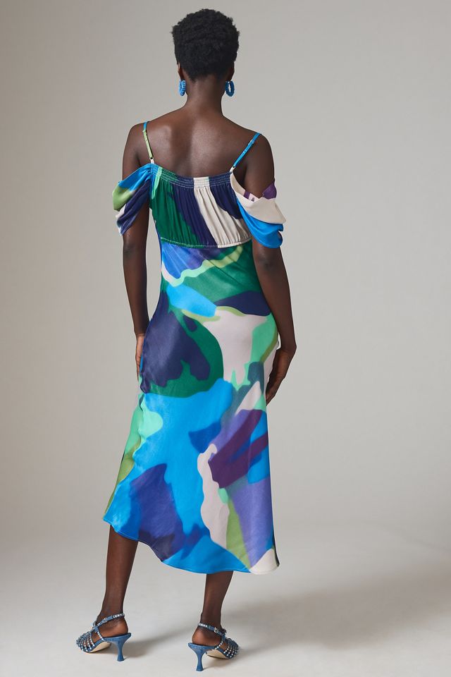 Bl-nk Painterly Off-Shoulder Slip Dress | Anthropologie