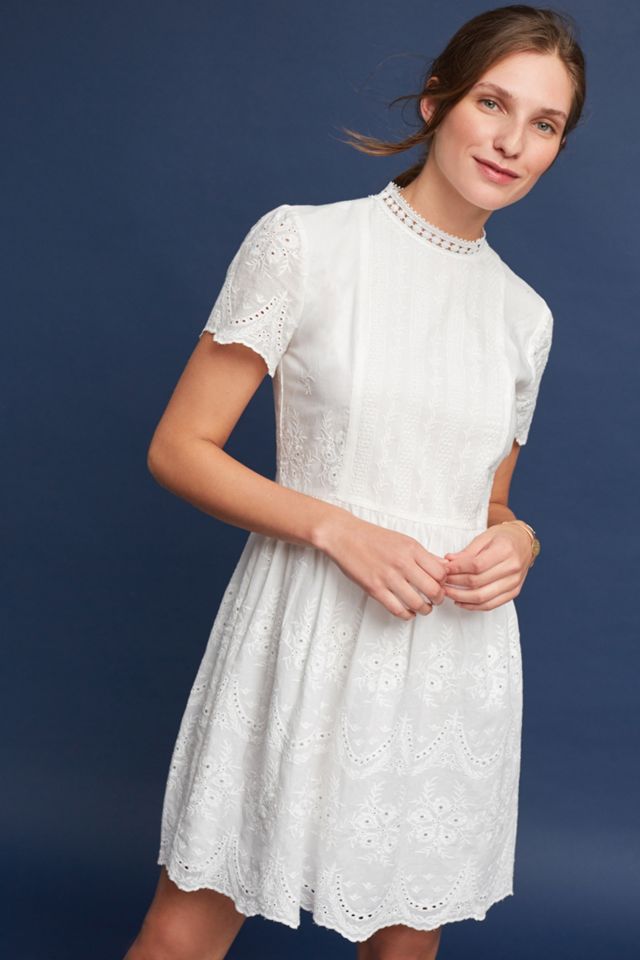 Mock Neck Eyelet Dress | Anthropologie