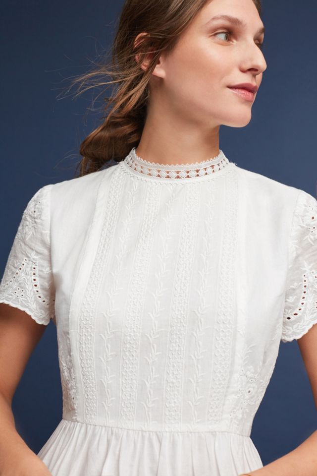 Mock Neck Eyelet Dress | Anthropologie